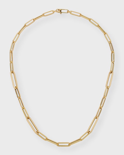 David Kord 18K Yellow Gold Necklace with Pear Shape Opal on Paper Clip ...