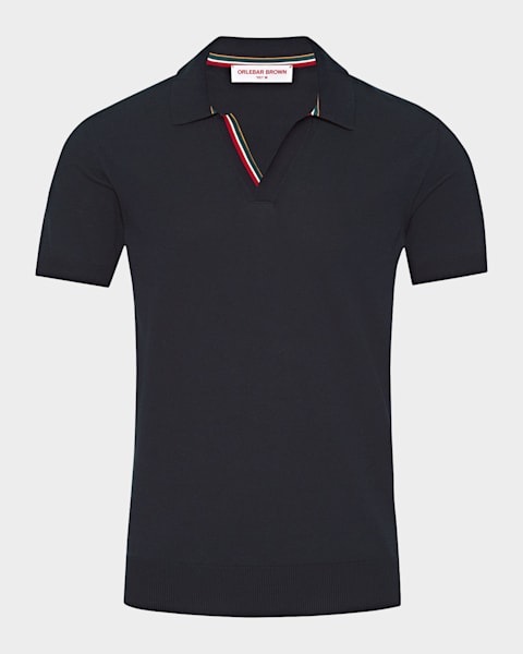 Orlebar Brown Men's Horton Tipped Wool Polo Shirt | Neiman Marcus