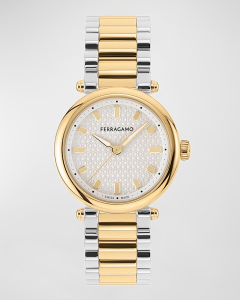 Ferragamo 25mm Ferragamo Duo Mini Watch with Silver Dial, Two Tone ...