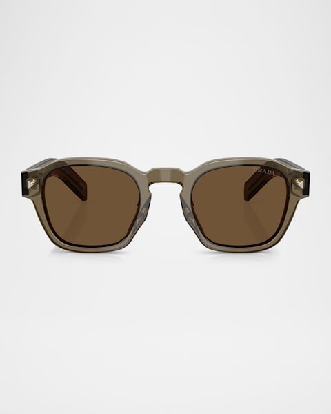 Prada Men's Rimless Plastic Round Sunglasses | Neiman Marcus