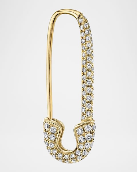 18k Diamond Safety Pin Earring | Neiman Marcus