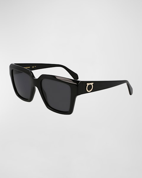Ferragamo Classic Logo Acetate Rectangle Sunglasses | Neiman Marcus