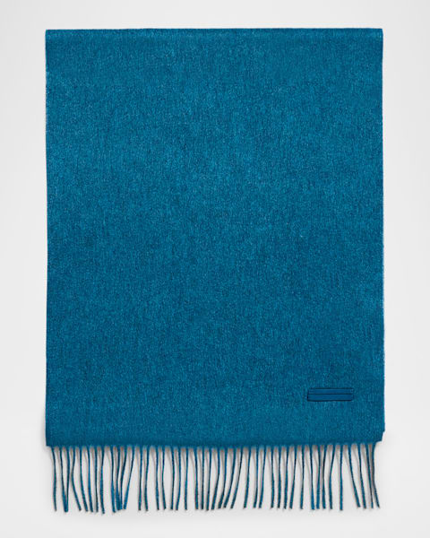 Ralph Lauren Purple Label Men's Plaid Cashmere Fringe Scarf | Neiman Marcus