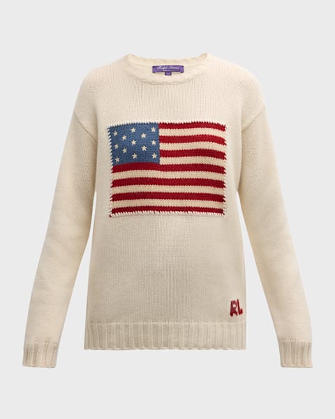 Polo Ralph Lauren Flag Cotton Crewneck Sweater | Neiman Marcus