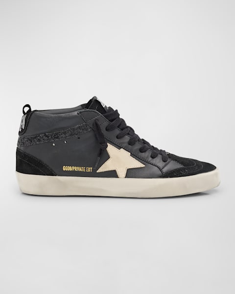 Golden Goose Mid Star Leather Wing-Tip Sneakers | Neiman Marcus