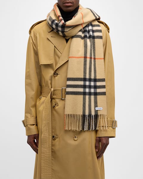 Burberry Men's Giant Check Cashmere Scarf | Neiman Marcus