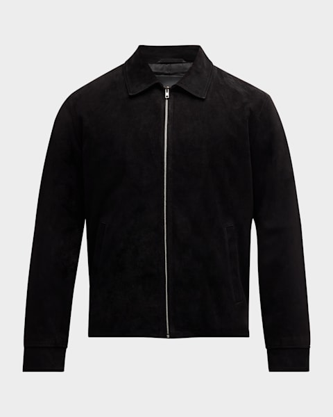 Theory Men's Wyatt Zip Jacket in Suede | Neiman Marcus