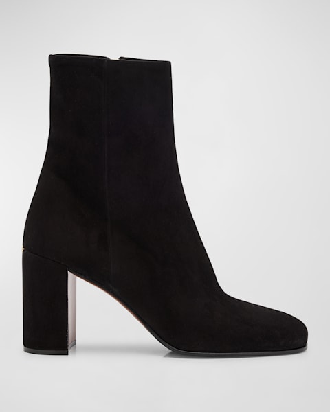 Prada Calfskin Block-Heel Ankle Boots | Neiman Marcus