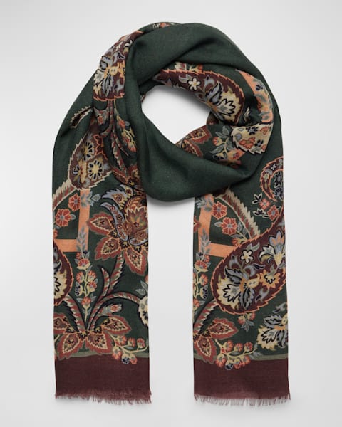 Etro Paisley & Floral Sheer Silk Scarf | Neiman Marcus
