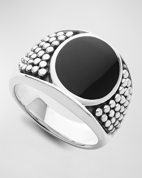 LAGOS Men's Sterling Silver and 18K Anthem Tiger's Eye Longhorn Ring ...