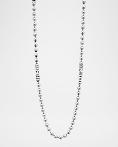 LAGOS Men's Sterling Silver Logo-Link Ball Chain Necklace, 2.5mm, 20in ...