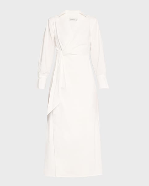 SIMKHAI Talit Draped-Front Mini Shirtdress | Neiman Marcus