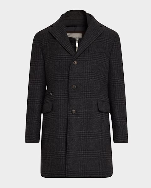 Corneliani Men's ID Wool Top Coat, Navy | Neiman Marcus