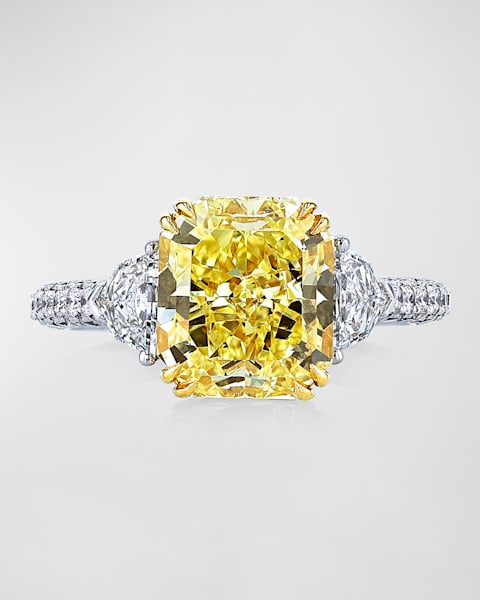 Neiman Marcus Diamonds Platinum and 18K Yellow Gold Radiant Cut Yellow ...
