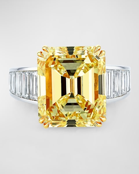 Neiman Marcus Diamonds Platinum and 18K Yellow Gold Radiant Cut Yellow ...