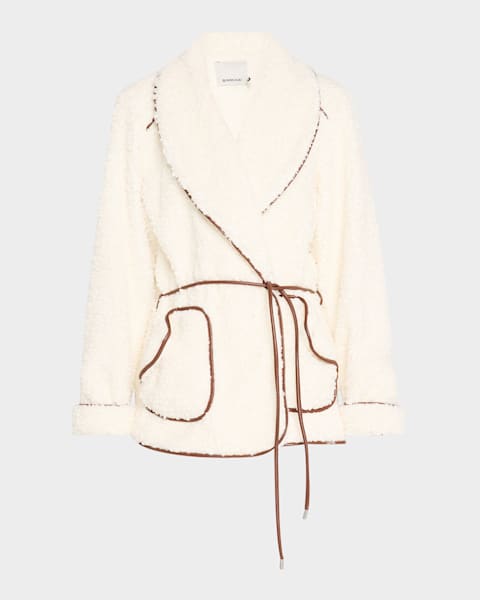 SIMKHAI Andi Mixed-Knit Cotton Peplum Jacket | Neiman Marcus