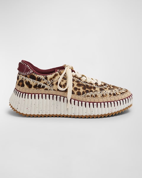 Isabel Marant Beth Leopard Mixed Leather Sneakers | Neiman Marcus