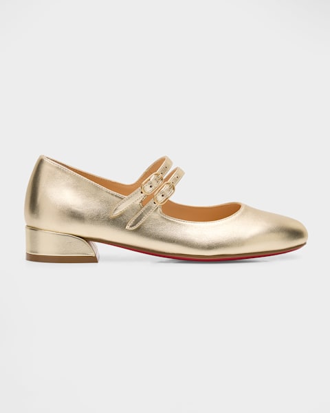 Christian Louboutin Girl's Love Chick Metallic Leather Ballerina Shoes ...