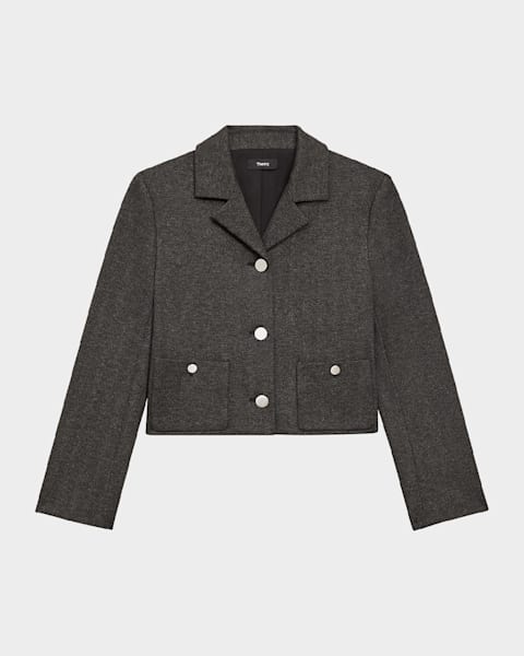 Theory Cropped Easy Sherpa Jacket | Neiman Marcus