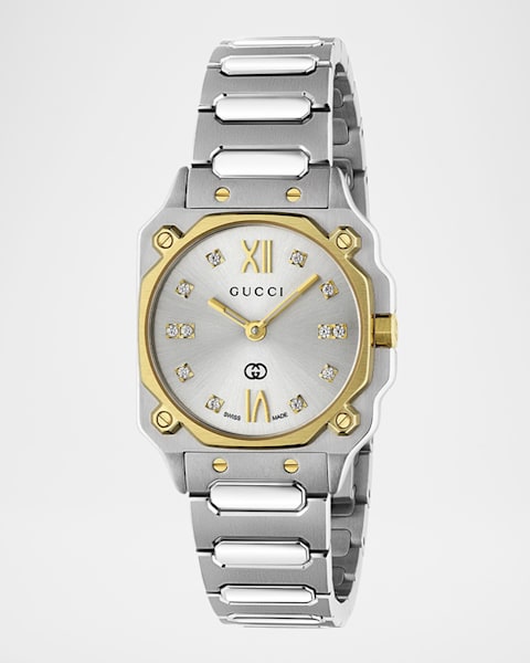 Gucci Interlocking G Small Pink 8 Diamond Stainless Steel Watch with ...