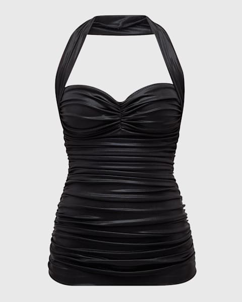 Norma Kamali Bill Mio Halter One-Piece Swimsuit | Neiman Marcus