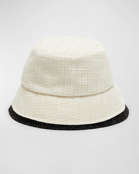 Lele Sadoughi Pearly Tweed Bucket Hat | Neiman Marcus