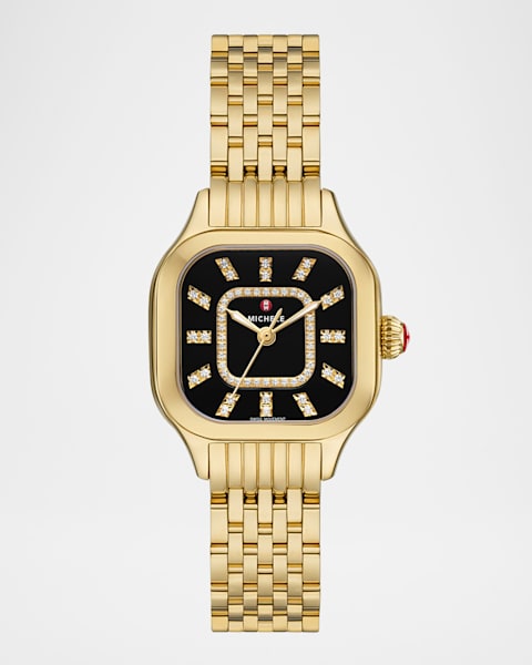 MICHELE Deco Gold-Tone Diamond Dial Watch | Neiman Marcus