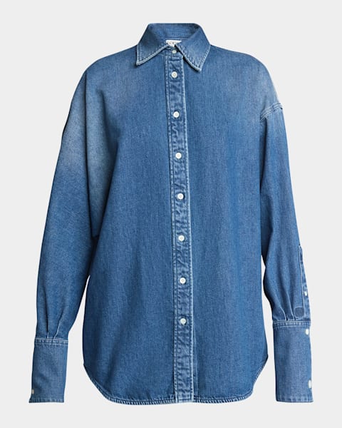 Rails Ruthie Flutter-Sleeve Denim Blouse | Neiman Marcus