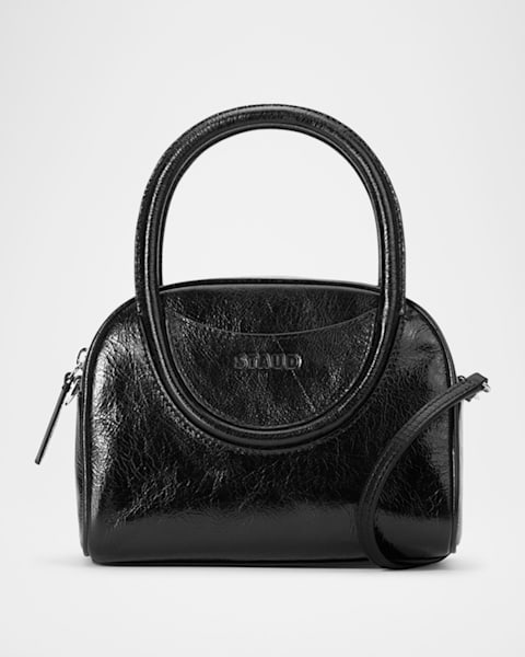 STAUD Shirley Mini Striped Canvas Top-Handle Bag | Neiman Marcus