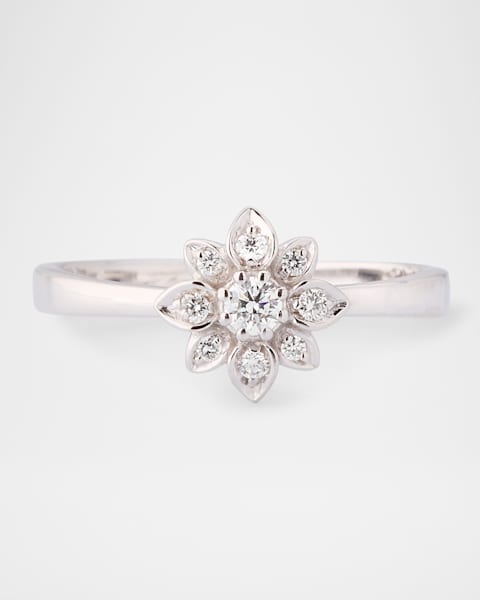 ZYDO 18k White Gold Diamond Flower Ring | Neiman Marcus