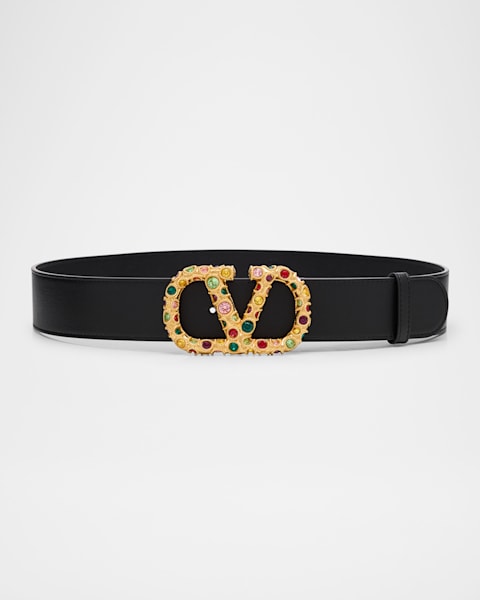 Valentino Garavani Embellished V-Logo Signature Chain Belt | Neiman Marcus