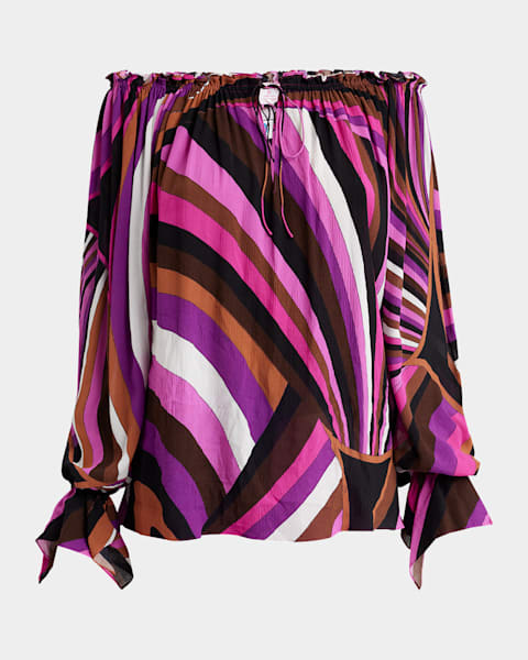 Emilio Pucci Abstract-Print Foulard Blouse | Neiman Marcus