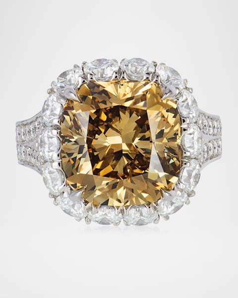 Lisa Nik 18K White Gold Swiss Blue Topaz Statement Ring with Diamonds ...