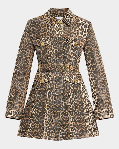 Dolce&Gabbana Leopard-Print Long-Sleeve Midi Dress | Neiman Marcus