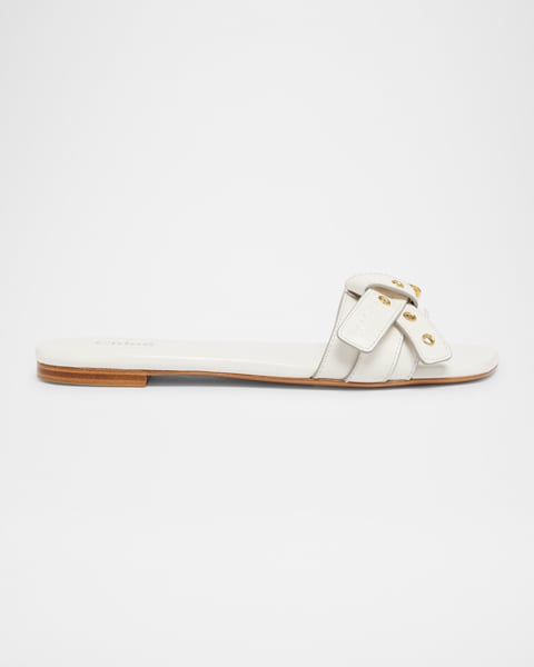 Loewe Ease Leather Kitten-Heel Slide Sandals | Neiman Marcus