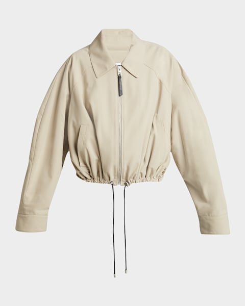 Loewe Leather Balloon Jacket with Zipper Detail | Neiman Marcus