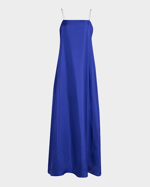 E.Stott Alexandra Pleated Silk Satin Maxi Dress | Neiman Marcus