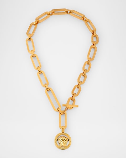 Versace Mother-of-Pearl Medusa and Greca Pendant Necklace | Neiman Marcus