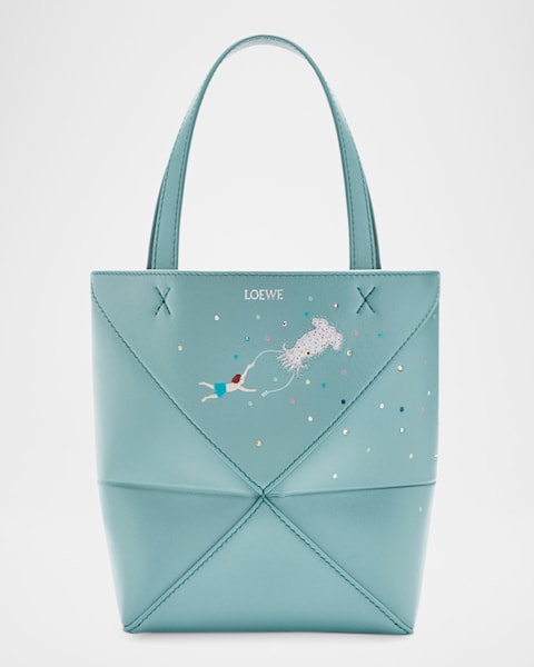 Loewe Puzzle Fold Mini Tote Bag in Shiny Leather | Neiman Marcus