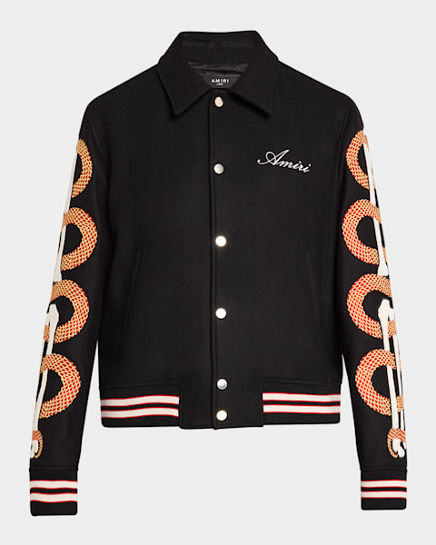 Amiri Men's Staggered Logo Varsity Jacket | Neiman Marcus