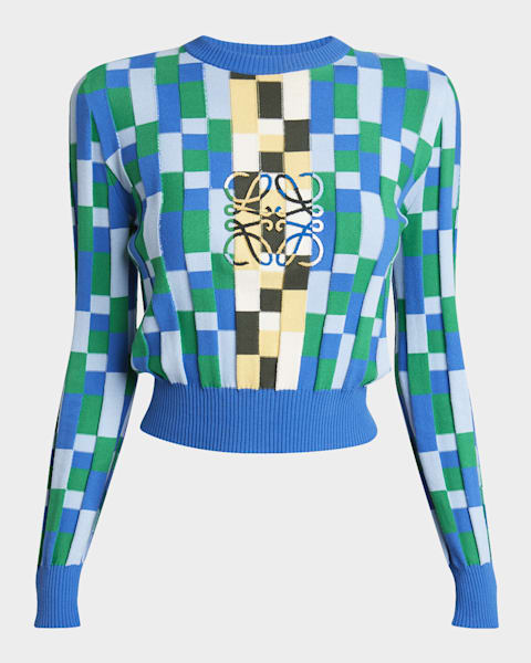 Loewe Cropped Wool Sweater with Dot Details | Neiman Marcus