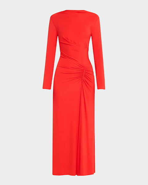 SIMKHAI Linds Gathered Long-Sleeve Mini Dress | Neiman Marcus