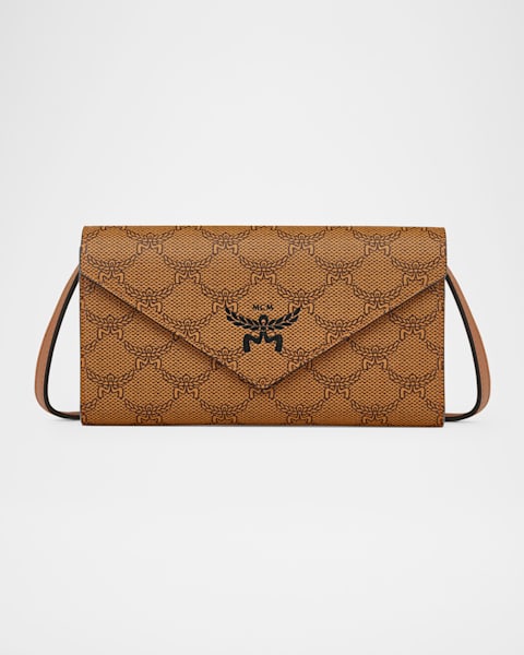 MCM Diamond Flap Leather Wallet on Chain | Neiman Marcus