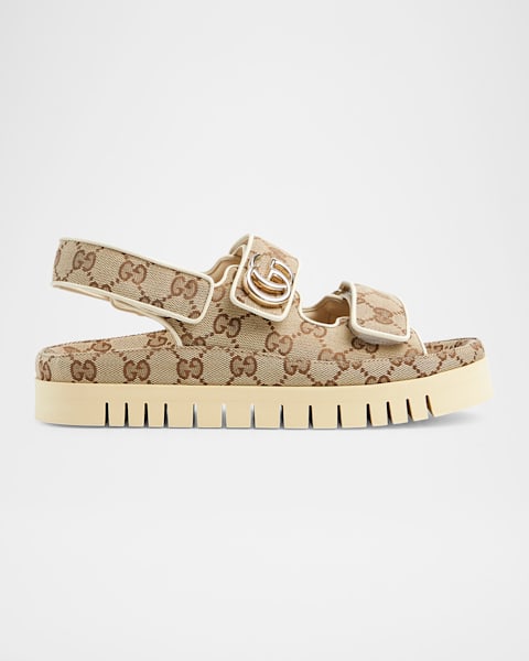 Gucci Marmont Leather GG Block-Heel Sandals | Neiman Marcus