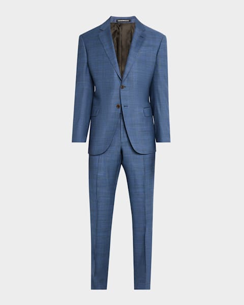 Canali Men's 130s Wool Tonal Check Suit | Neiman Marcus