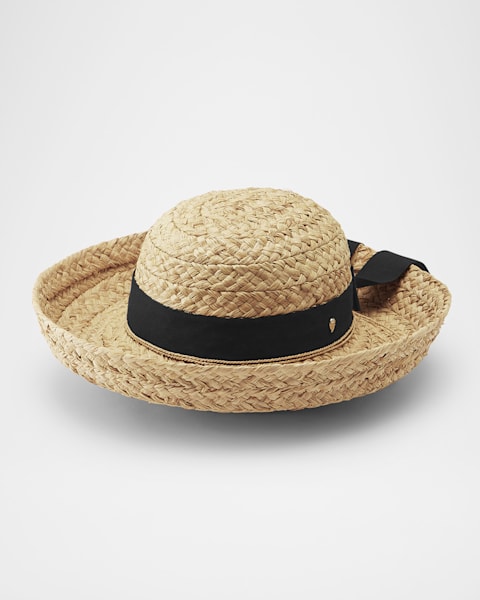 Helen Kaminski Floral Crocheted Raffia Wide Brim Hat | Neiman Marcus