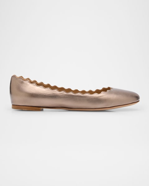 Brunello Cucinelli Metallic Monili Open-Side Ballerina Flats | Neiman ...