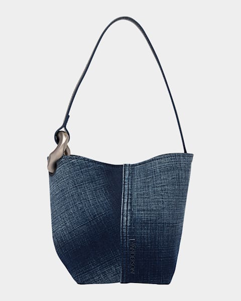 JW Anderson Corner Jute-Print Bucket Bag | Neiman Marcus
