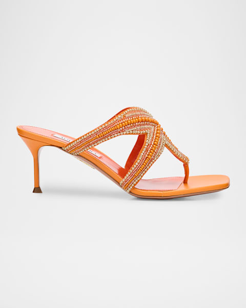 Amina Muaddi Brito Clear Mule Stiletto Sandals | Neiman Marcus