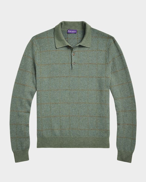 Ralph Lauren Purple Label Men's Silk-Cotton Full-Zip Sweater | Neiman Marcus
